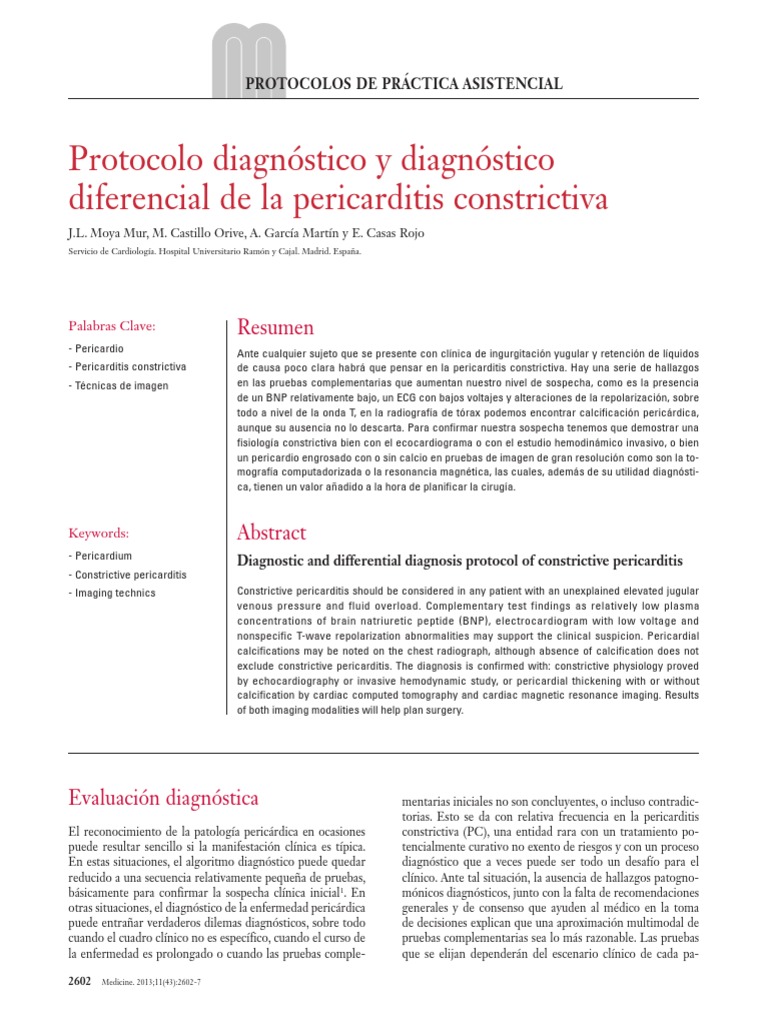 Protocolo Pericarditis Constrictiva | PDF | Diagnostico medico | Electrocardiografia