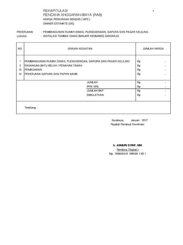 Contoh Bill of Quantity Proyek Gapura | PDF