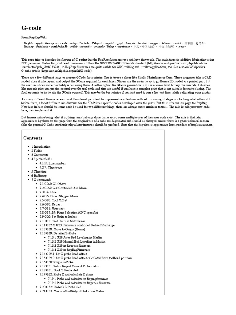 RepRap Gcode Details | PDF | Cartesian Coordinate System | Numerical ...