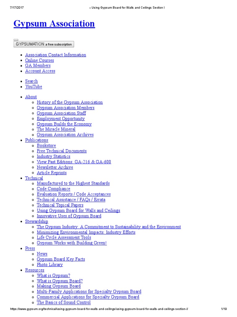 Using Gypsum Board For Walls and Ceilings Section I | PDF | Drywall ...