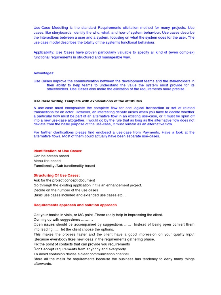 Use Case Writing Template With Explanations of The Attributes | PDF ...