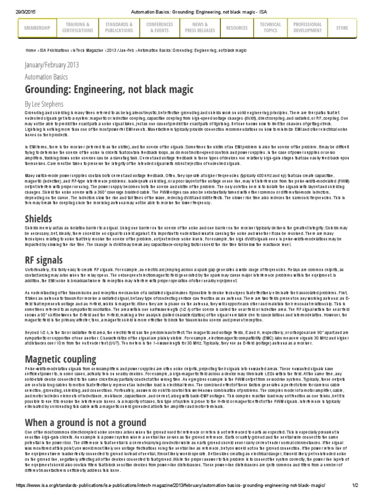 Automation Basics - Grounding - Engineering, Not Black Magic - IsA | PDF | Antenna (Radio ...