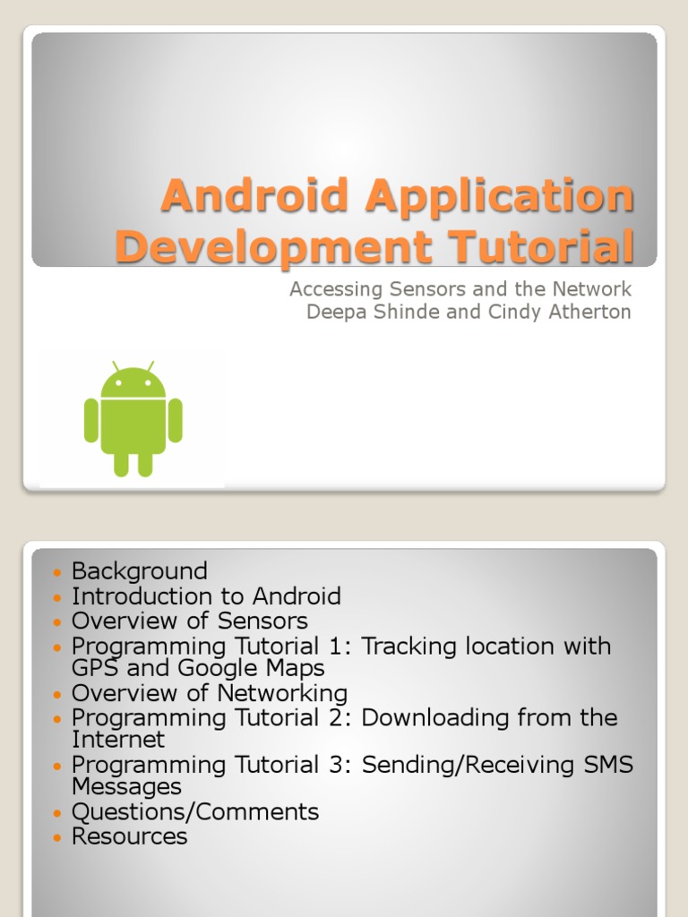 Android Application Development Tutorial: Accessing Sensors and The ...