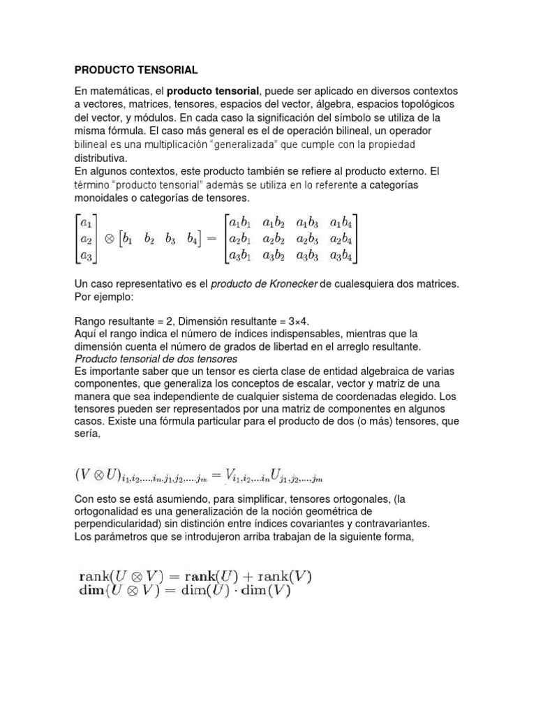 Producto Tensorial | PDF | Tensor | Espacio vectorial