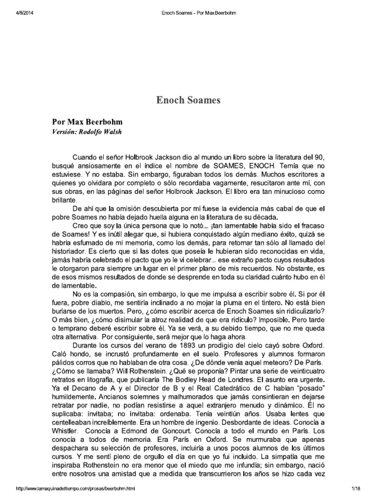 Enoch Soames Por Max Beerbohm | PDF