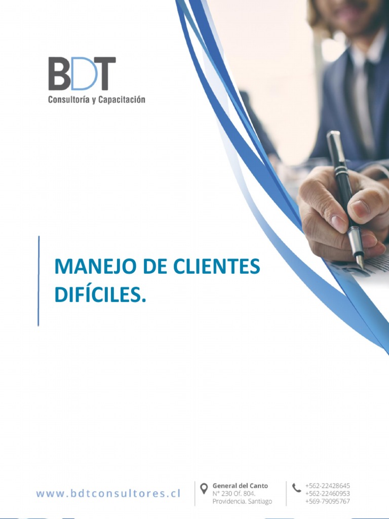 Manejo De Clientes Dificiles Pdf Servicio Al Cliente Cliente