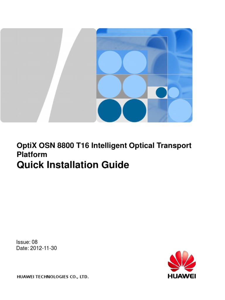 OptiX OSN 8800 T16 Quick Installation Guide | PDF | Power Supply | Optical Fiber