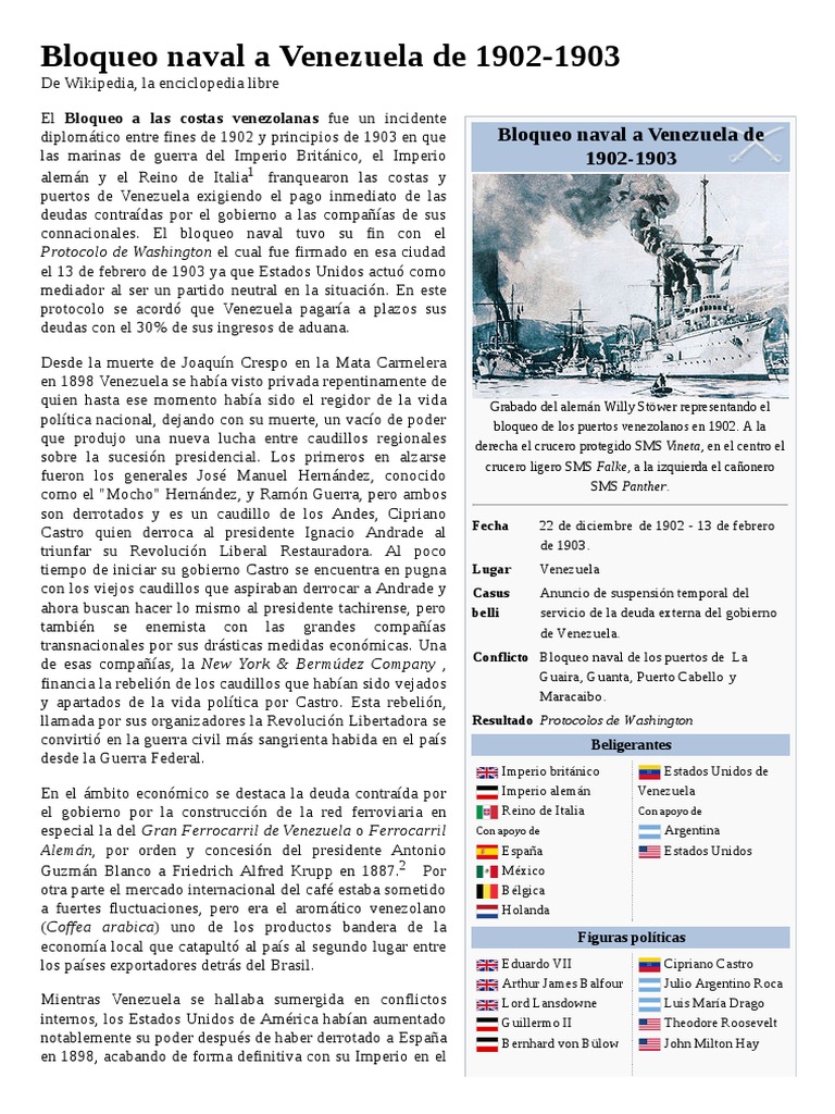Bloqueo Naval A Venezuela de 1902-1903 PDF | PDF | Conflicto armado | Agitación