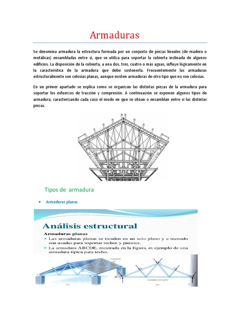 Tipos y métodos de análisis de armaduras | PDF | Braguero | Enseñanza de matemática