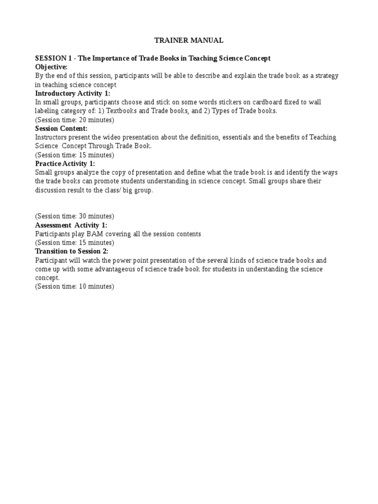 Draft Trainer Manual | PDF