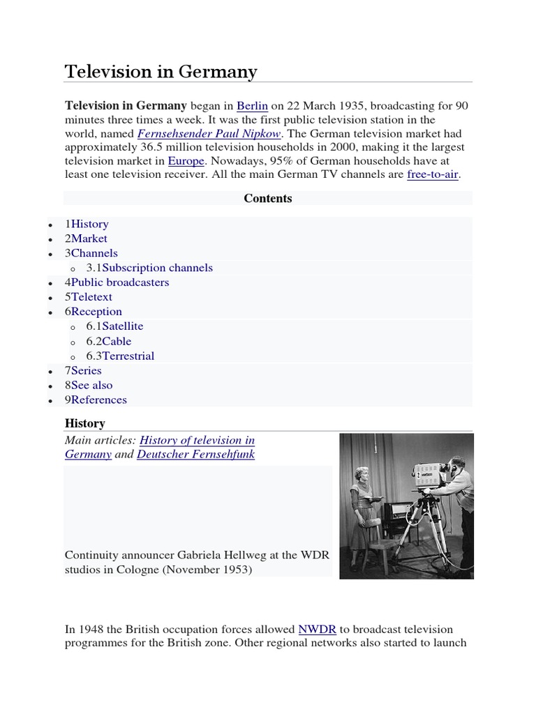 11 Television in Germany | Download Free PDF | Film And Video ...
