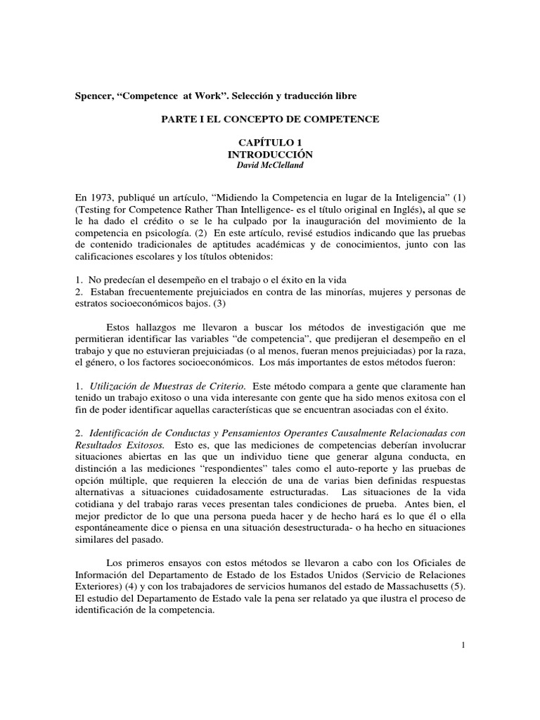 Competence at Work Resumen1 | PDF | Conocimiento | Comportamiento