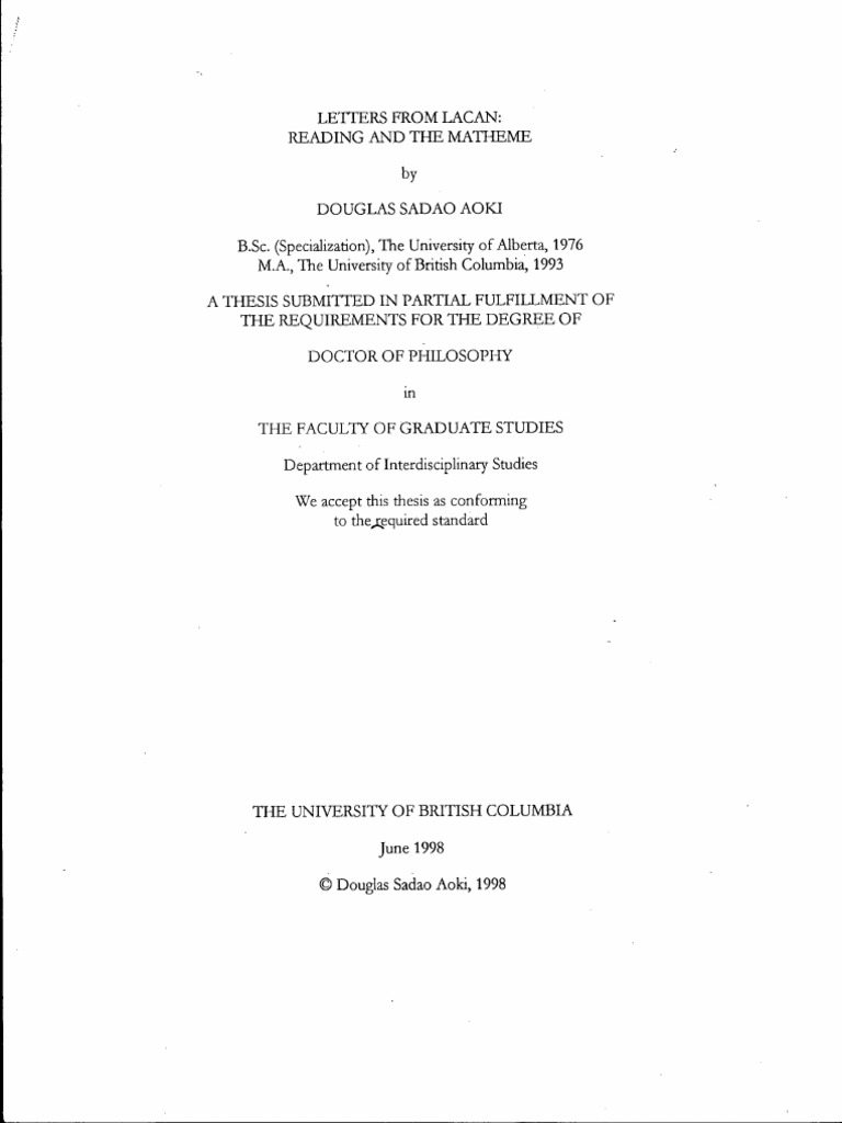 Aoki - Letters From Lacan Reading and The Matheme | PDF | Jacques Lacan ...