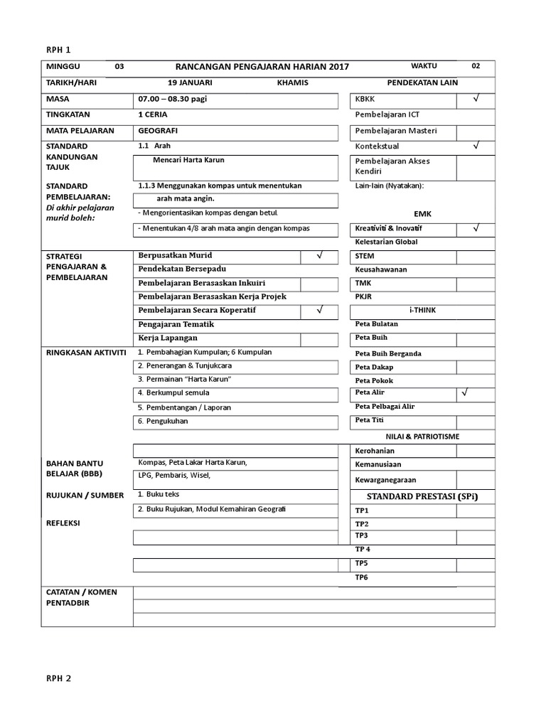 Contoh RPH Geo KSSM | PDF