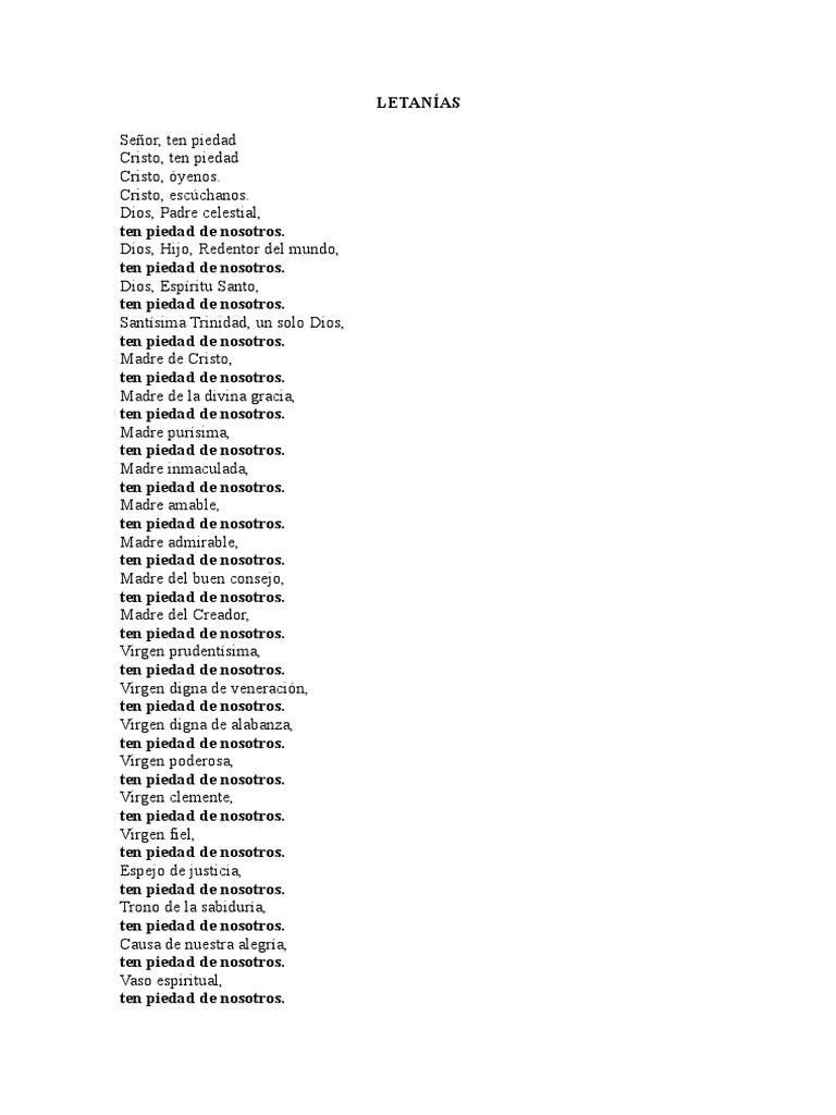 Letanías del Santo Rosario | PDF | Rosario | María, madre de Jesús