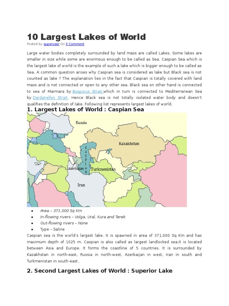 10 Largest Lakes of World | PDF | Lake | Lake Huron