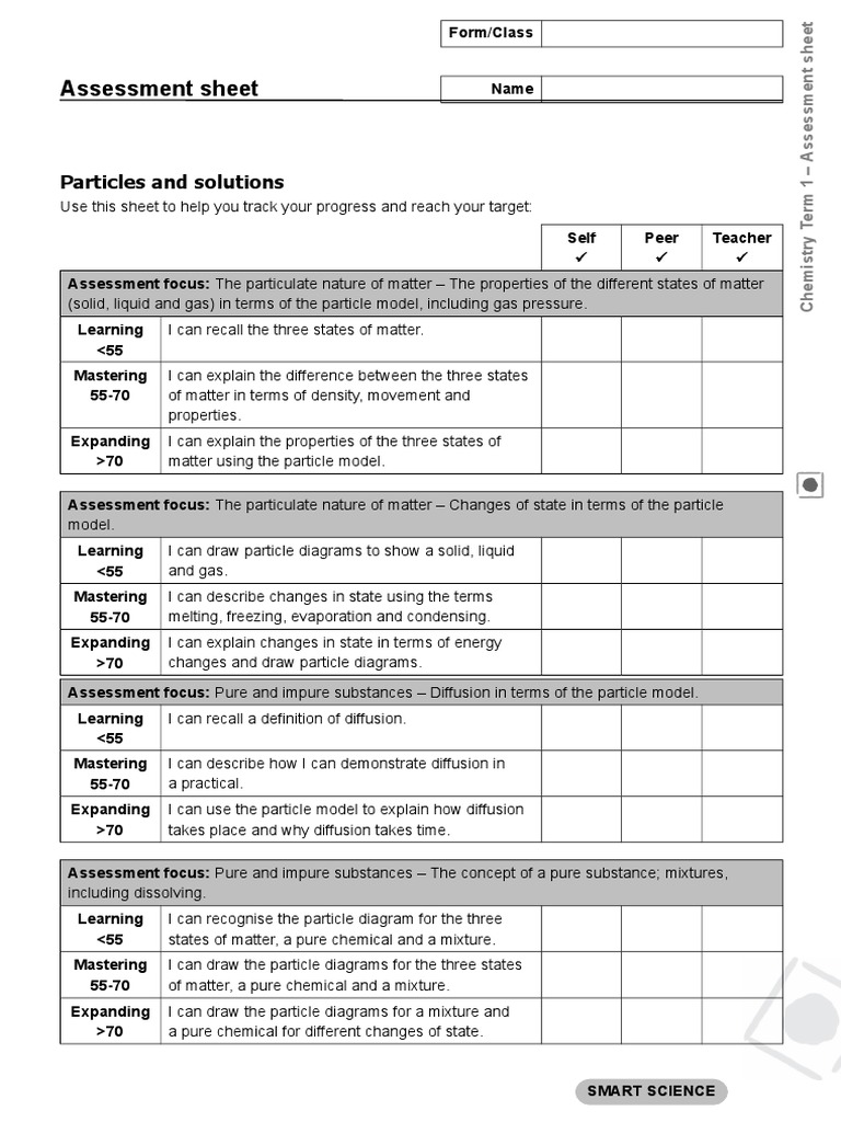 Chemistry Term 1 Assessment: Understanding States of Matter and ...