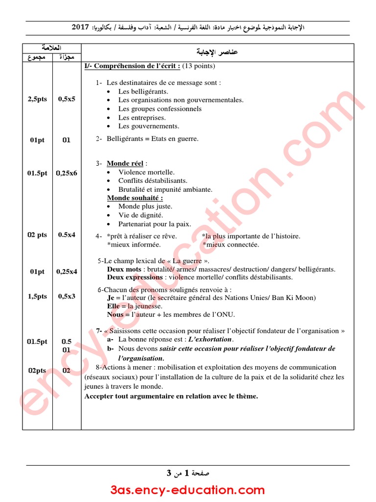 French LP Bac2017 Correction | PDF | Phrase | Linguistique