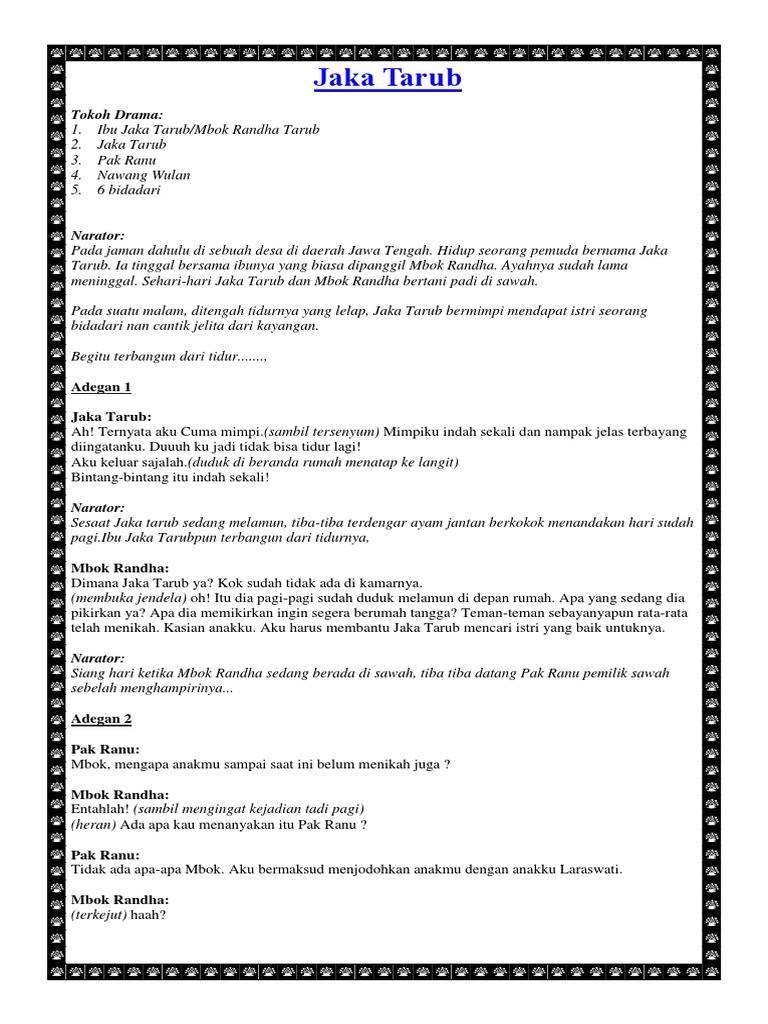 Naskah Drama Jaka Tarub | PDF | Griya & Taman | Agama & Spiritualitas