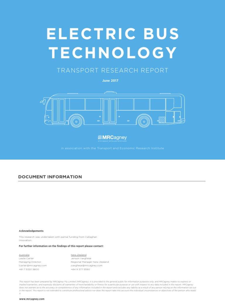 MRCagney Electric Bus Technology Transport Research Report | PDF | Fuel ...