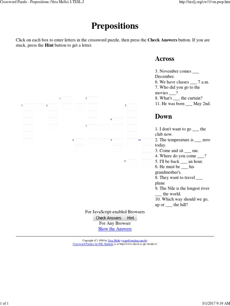 Prepositions - Puzzle | PDF | Single Player Games | Puzzles
