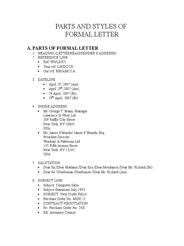 Styles of Formal Letter | PDF | Written Communication | Communication