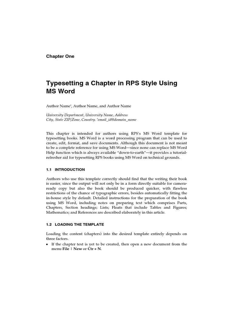 Rps Style Template Contributors | Theorem | Microsoft Word