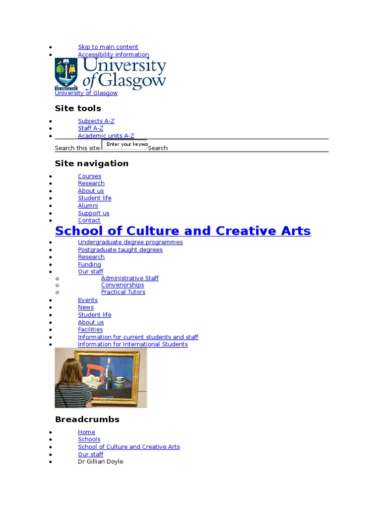 University of Glasgow School of Culture and Creative Arts Our Staff DR ...