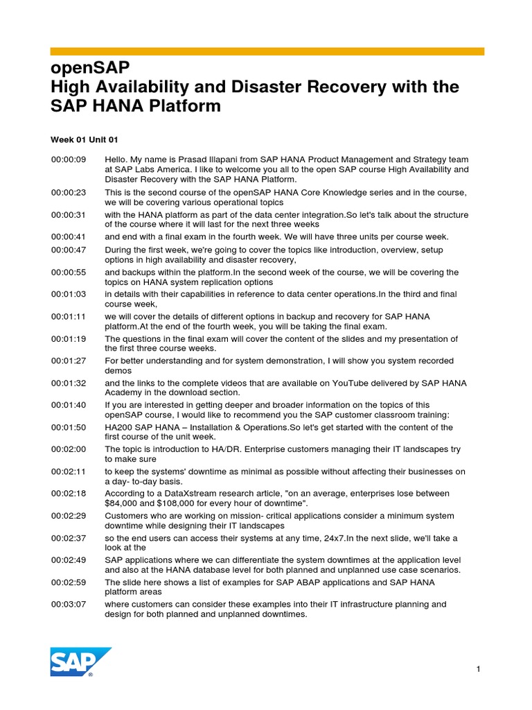 OpenSAP Hshd1 Week 01 Transcript | PDF | Replication (Computing ... OpenSAP Hshd1 Week 01 Transcript | PDF | Replication (Computing ...