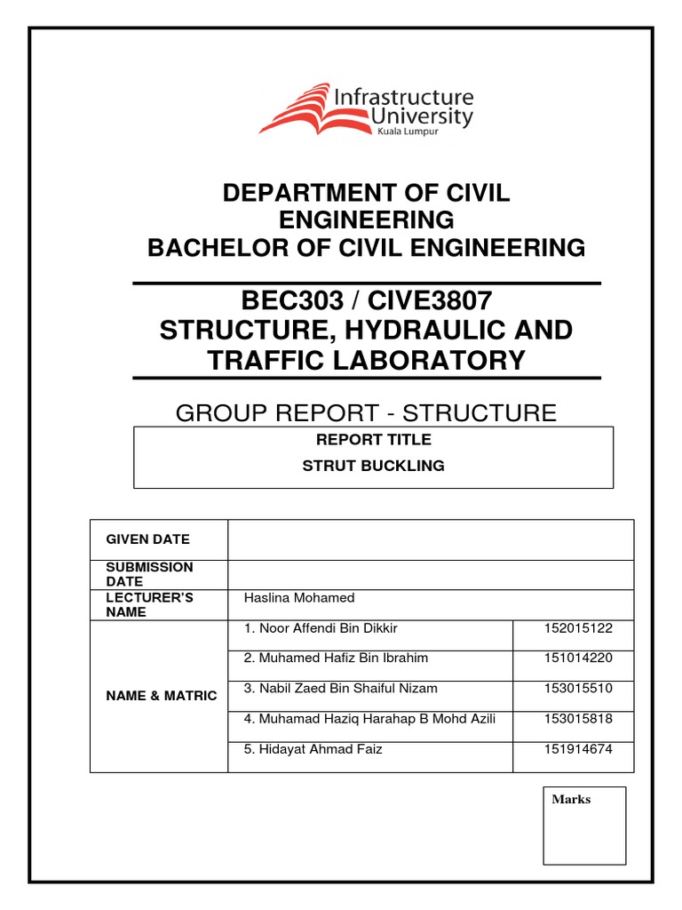 Structure Lab-Strut Buckling | PDF | Buckling | Column
