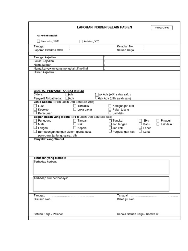 Form Laporan Insiden K3 | PDF