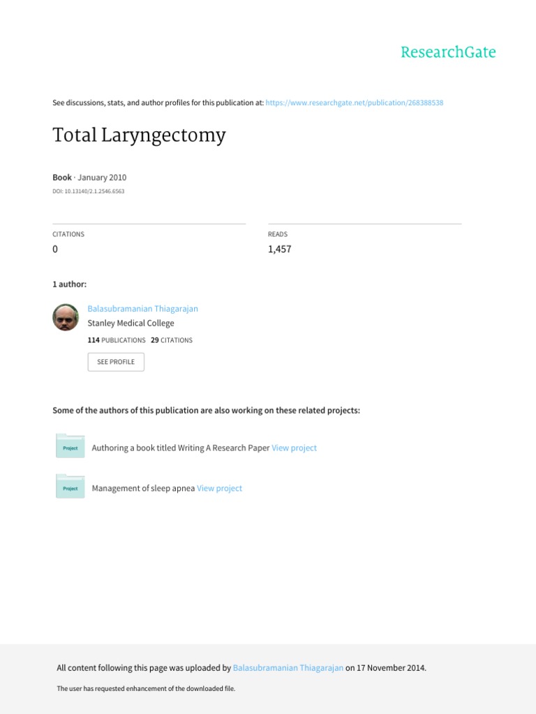 Total Laryngectomy | PDF | Larynx | Thyroid