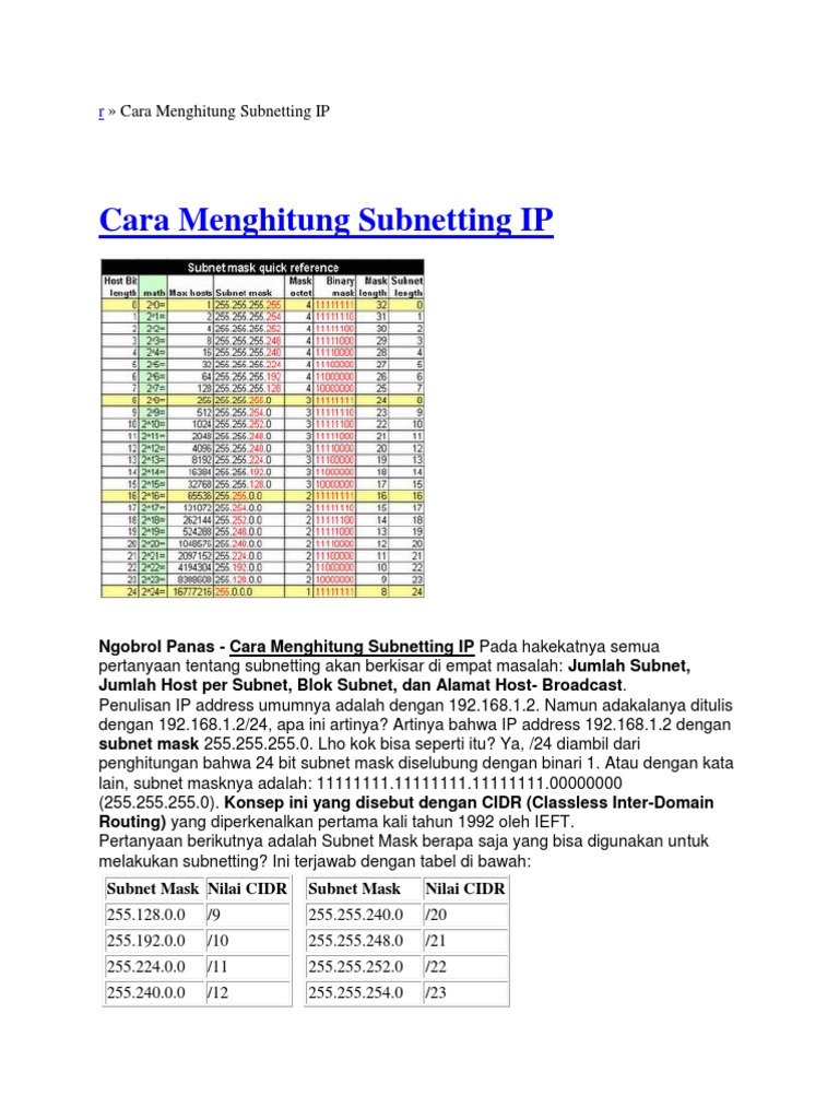 Hitung Subnet | PDF