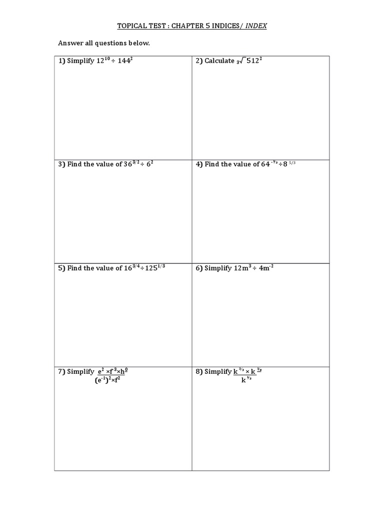 Topical Test Indices | PDF