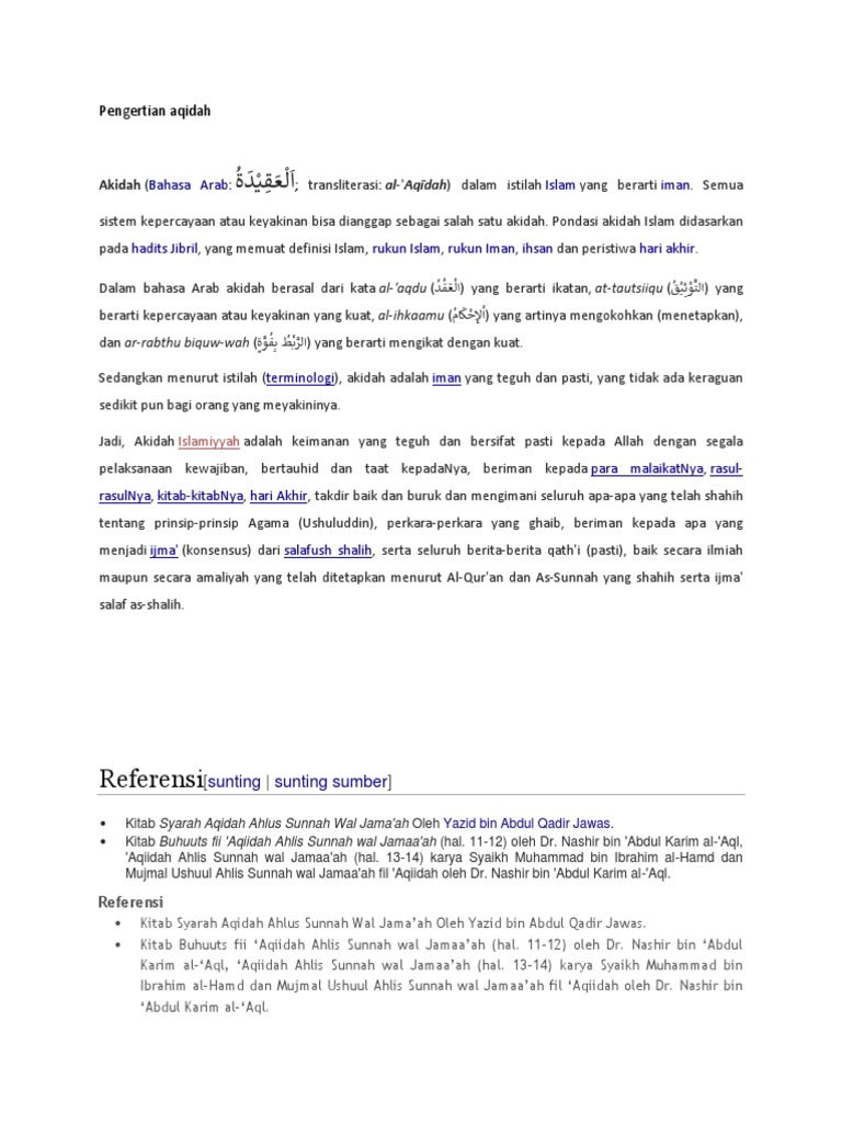 Pengertian Aqidah | PDF