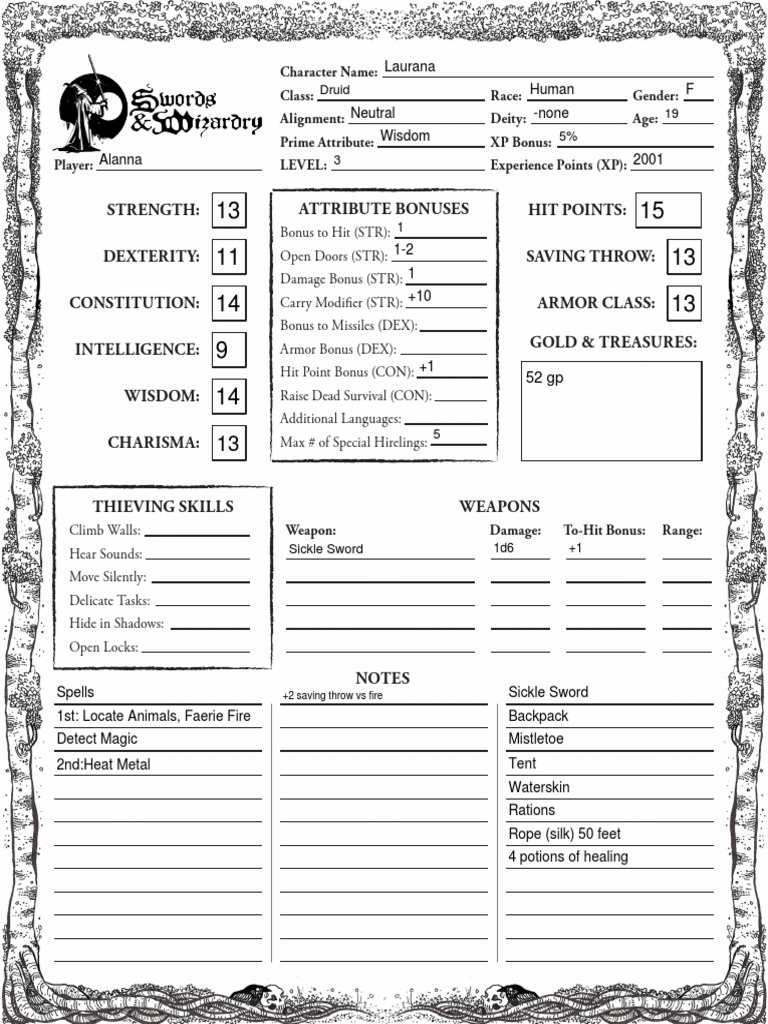 Strength: Attribute Bonuses Dexterity: Constitution: Intelligence ...