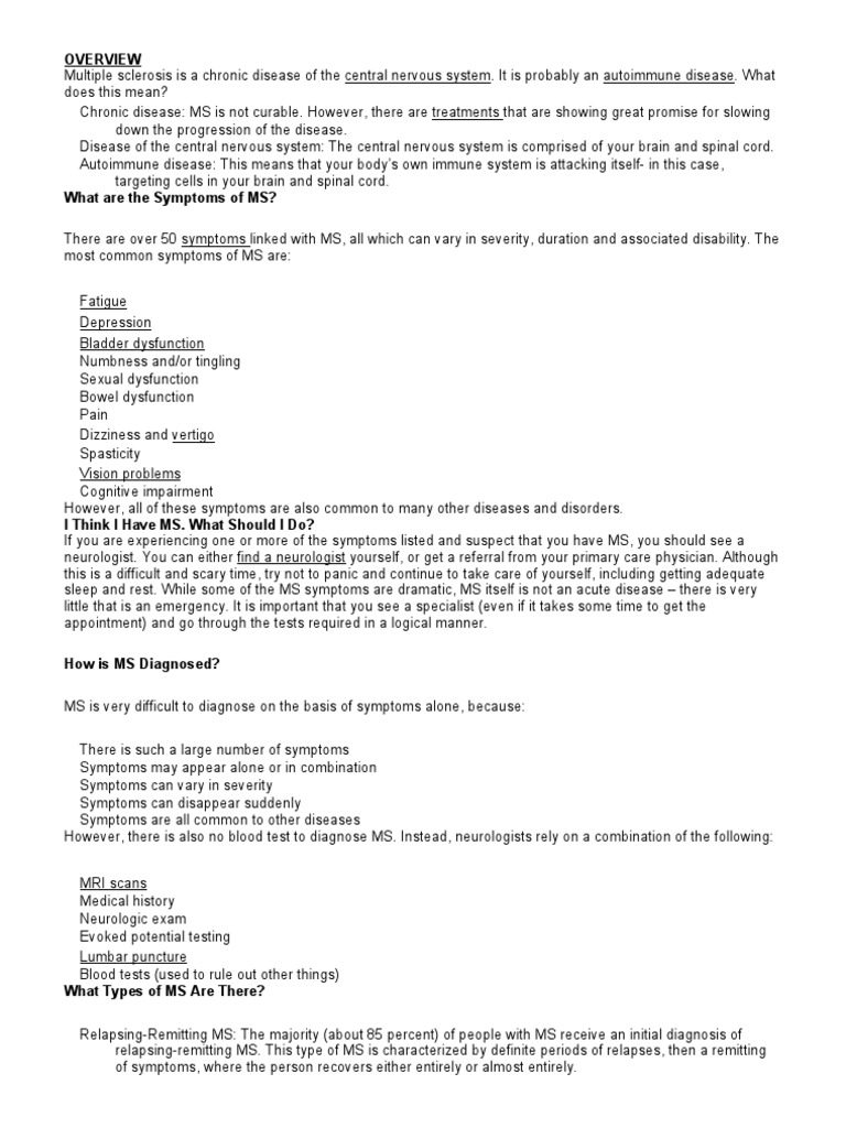 Multiple Sclerosis | Download Free PDF | Multiple Sclerosis | Medical ...
