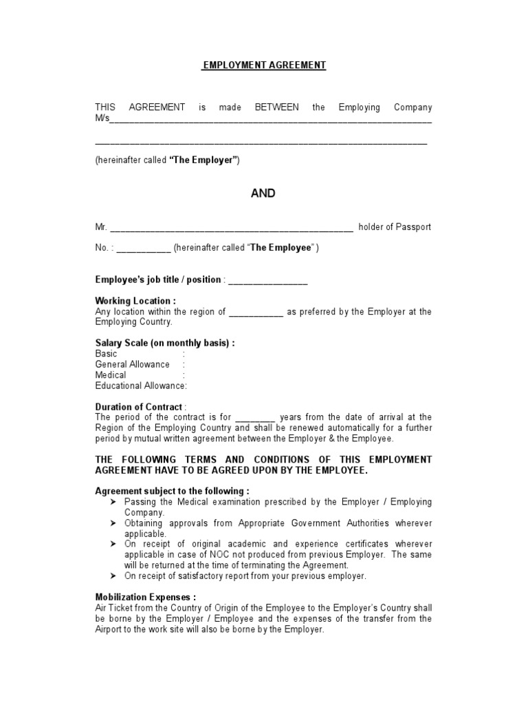 Employment Agreement New PDF | PDF | Signature | Employment