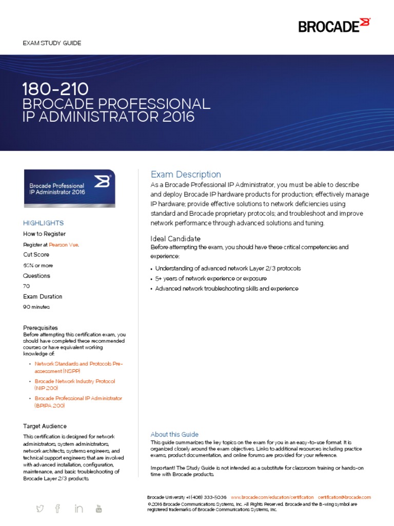 Brocade Bpipa Exam Study Guide Study Tools | PDF | Ip Address | Network Switch