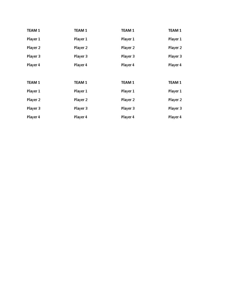 Team 1 Player Roster List | PDF