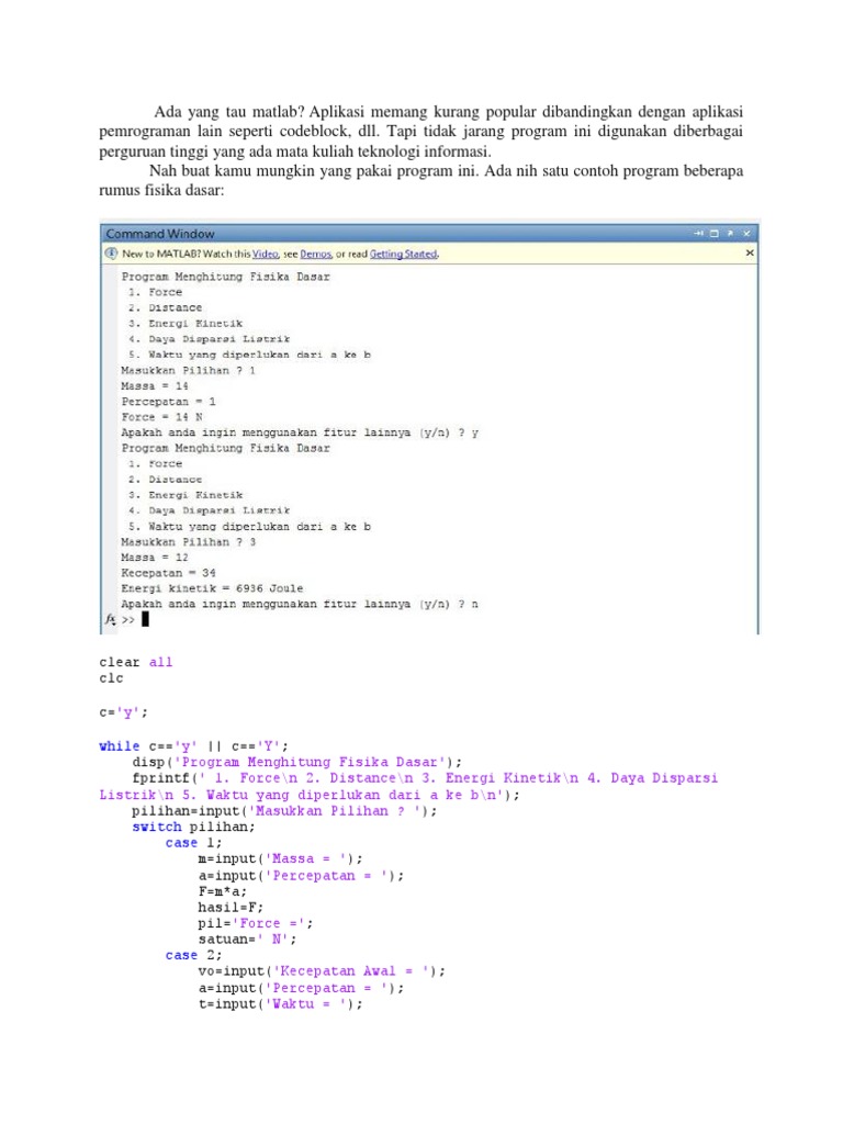 Ada Yang Tau Matlab | PDF | Metode & Bahan Ajar