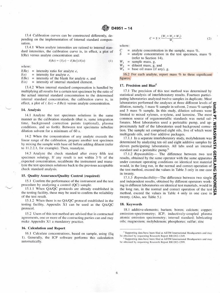 Astm d4951 Report (Icp) | PDF