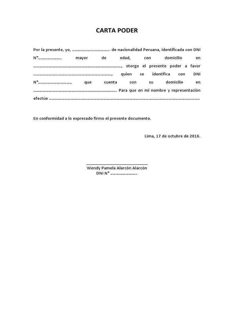 Carta poder para representación legal en trámites específicos | PDF