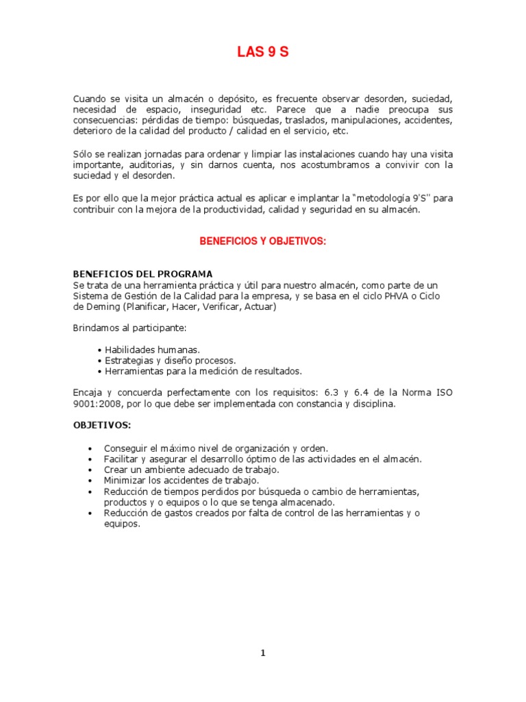 Las 9 S | PDF | Calidad (comercial) | Business