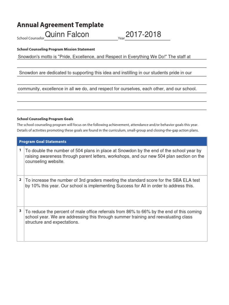 The Annual Agreement | PDF | School Counselor | Pedagogy