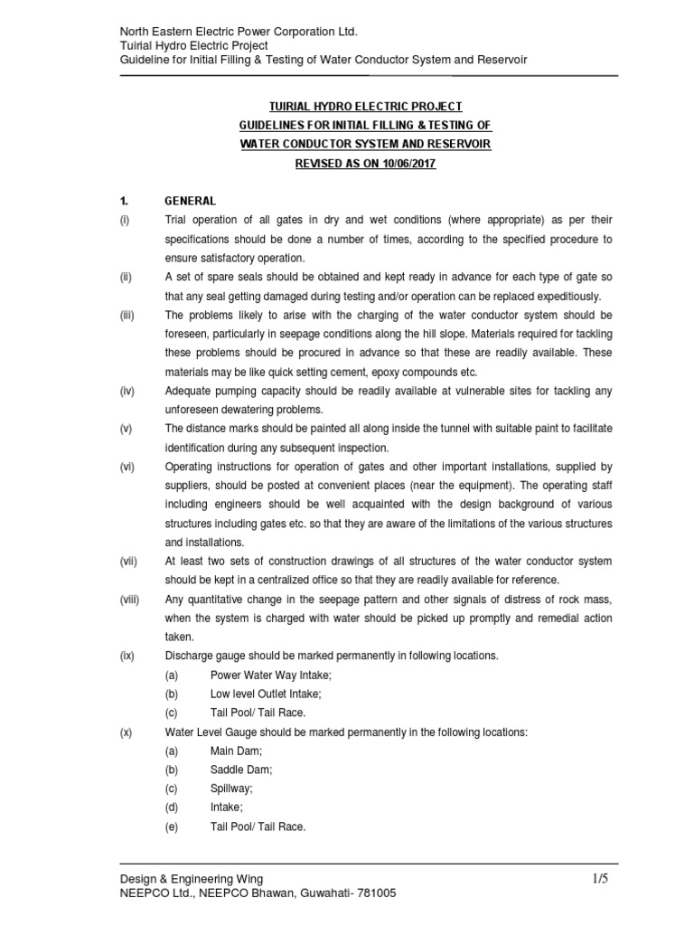 Initial Filling | PDF | Spillway | Reservoir