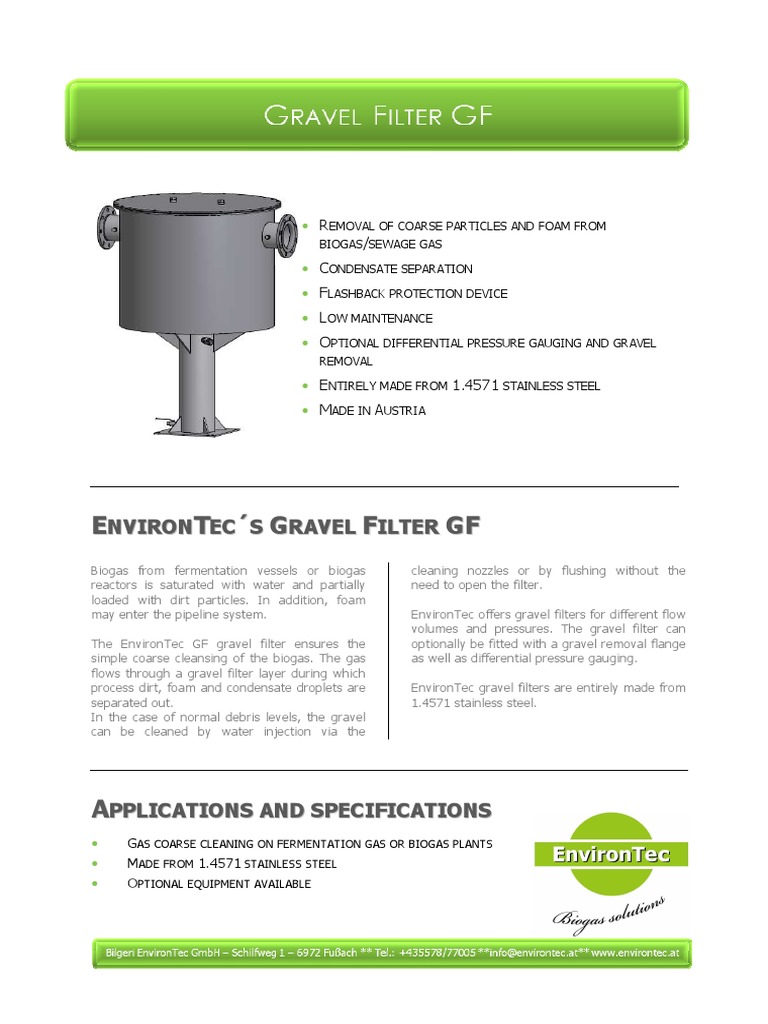 GF Gravel Filter - EN | Download Free PDF | Biogas | Gases