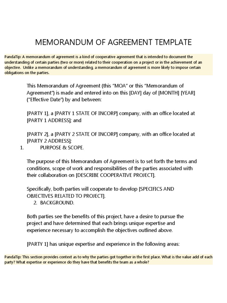 Memorandum of Agreement Template | Indemnity | Insurance
