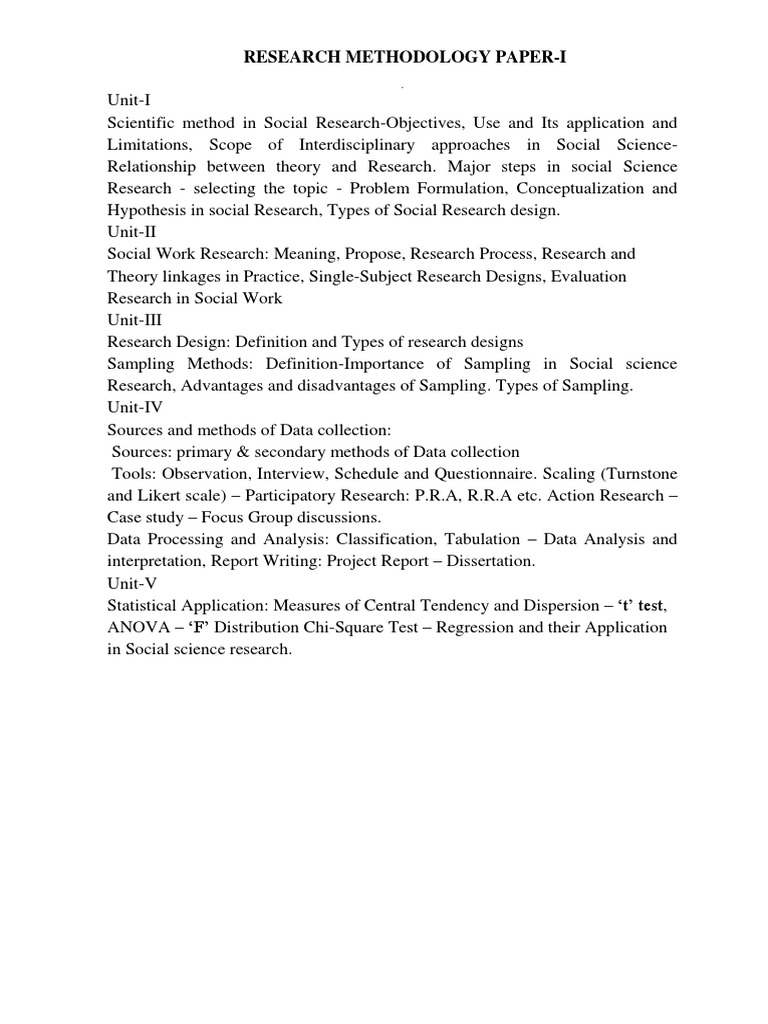 Research Methodology Paper-I | PDF | Social Research | Social Science