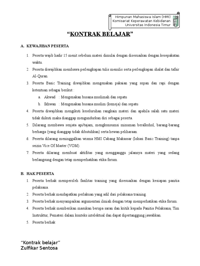 Kontrak Belajar | PDF